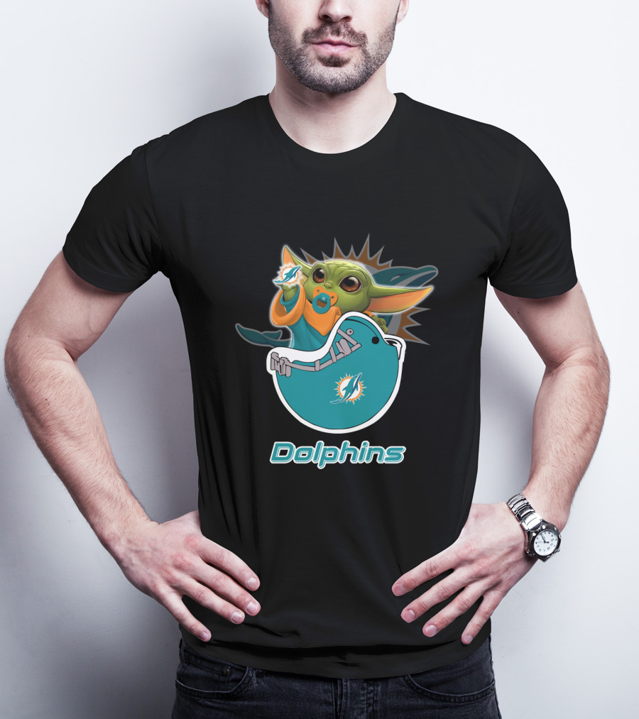 Dolphins Baby Creature Holding Dolphins Logo Nfl Md T-Shirt