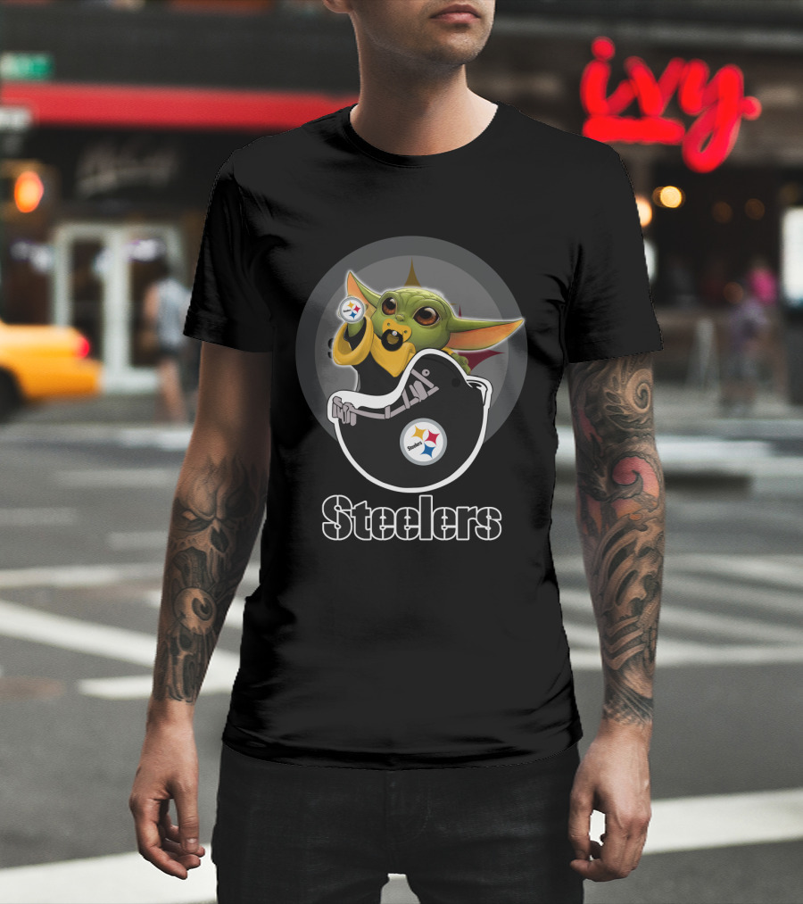Steelers Yoda Holding Football Helmets Nfl Mix T-Shirt
