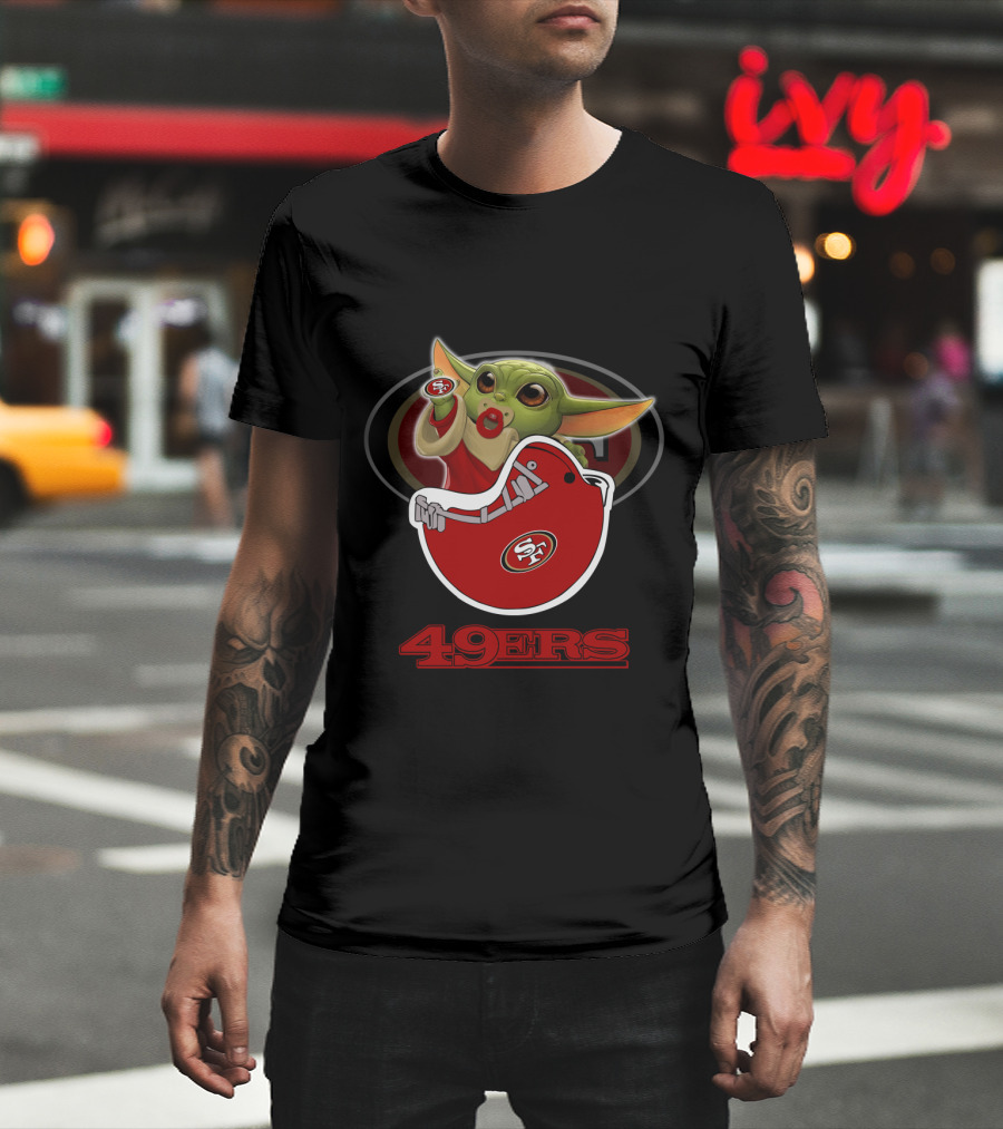 Nfl Sf 49ers Baby Alien Holding Sf Helmet T-Shirt