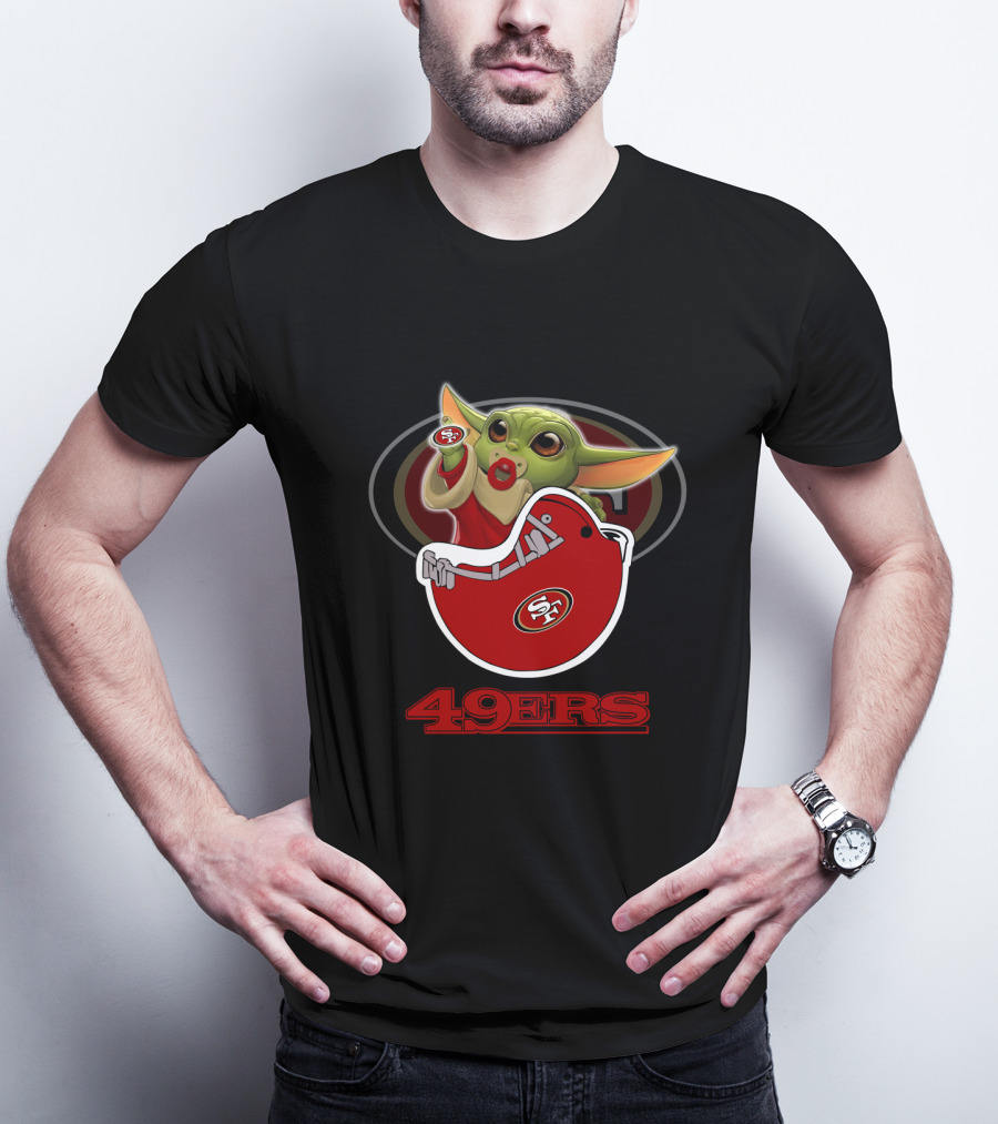 Nfl Sf 49ers Baby Alien Holding Sf Helmet T-Shirt