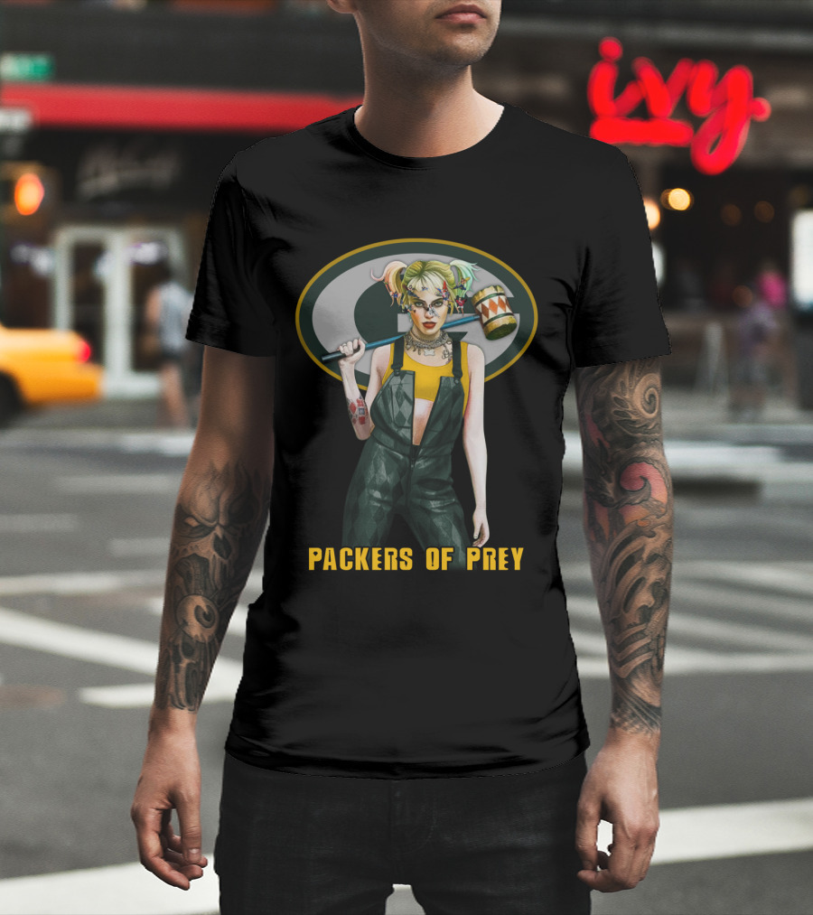 Packers Of Prey Green Bay Football Harley Quinn T-Shirt