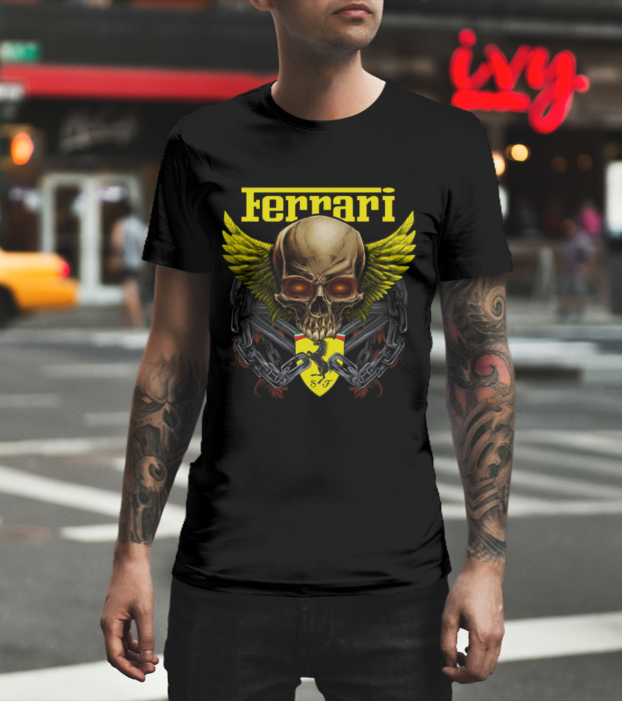 Ferrari Dh 22 Skull Wings Chains Sf T-Shirt
