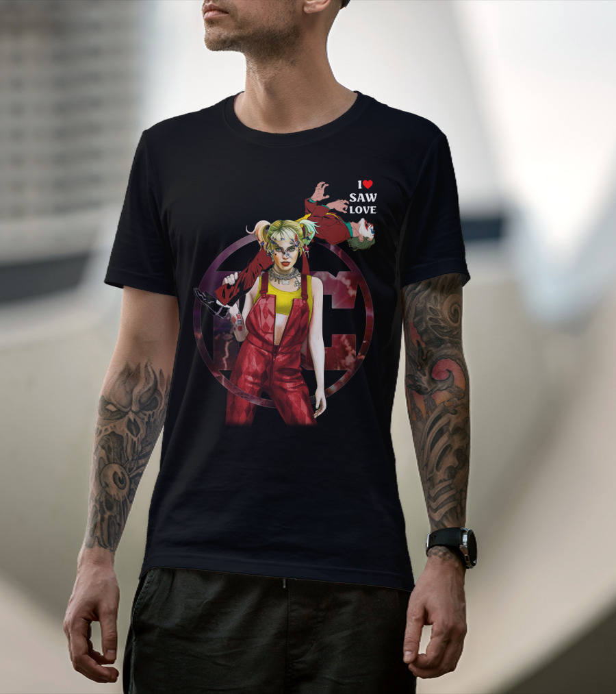 Harley Quinn Joker I Heart Saw Love T-Shirt
