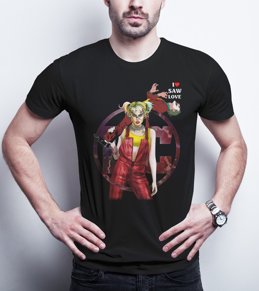 Harley Quinn Joker I Heart Saw Love T-Shirt