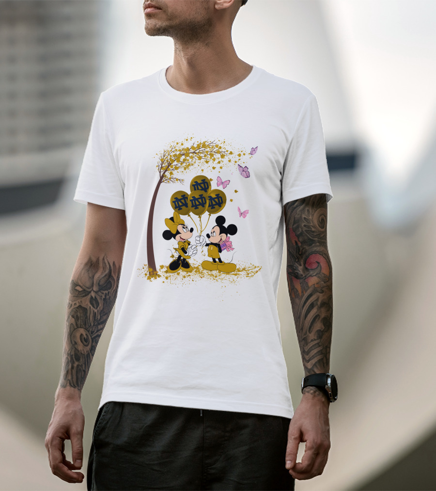 Ncaa Notre Dame Fighting Irish Minnie And Mickey Balloons T-Shirt