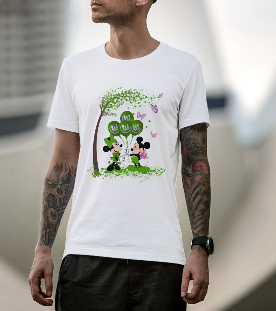 DH 29 Bundesliga VfL Wolfsburg Disney Mickey Minnie Balloons T-Shirt