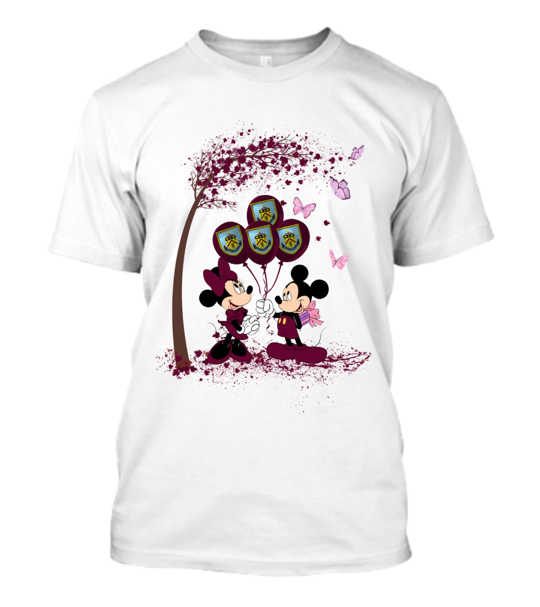DH 29 Premier League Burnley Balloons With Iconic Mice Characters And Cherry Blossom T-Shirt