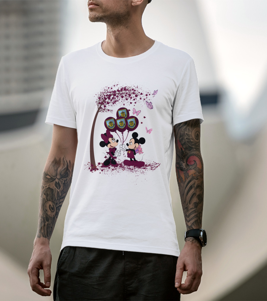 DH 29 Premier League Burnley Balloons With Iconic Mice Characters And Cherry Blossom T-Shirt