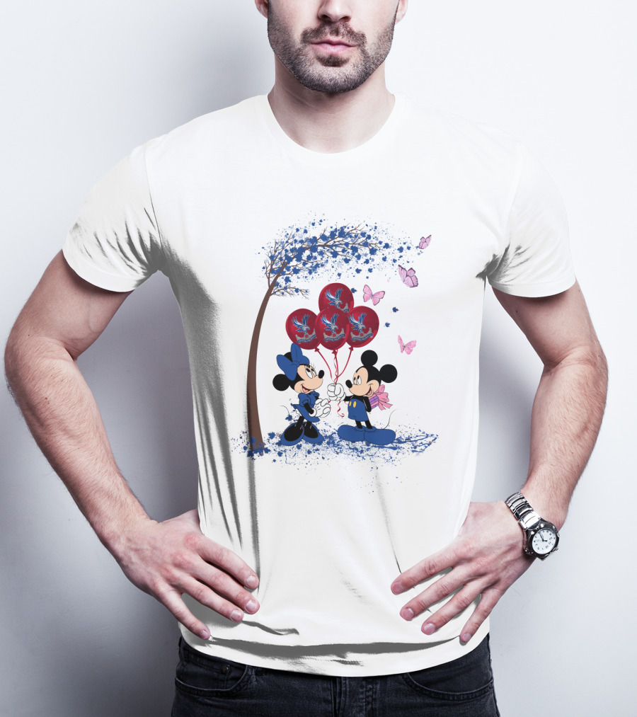 DH 29 Premier League Crystal Palace Mickey Minnie Balloons Butterflies T-Shirt
