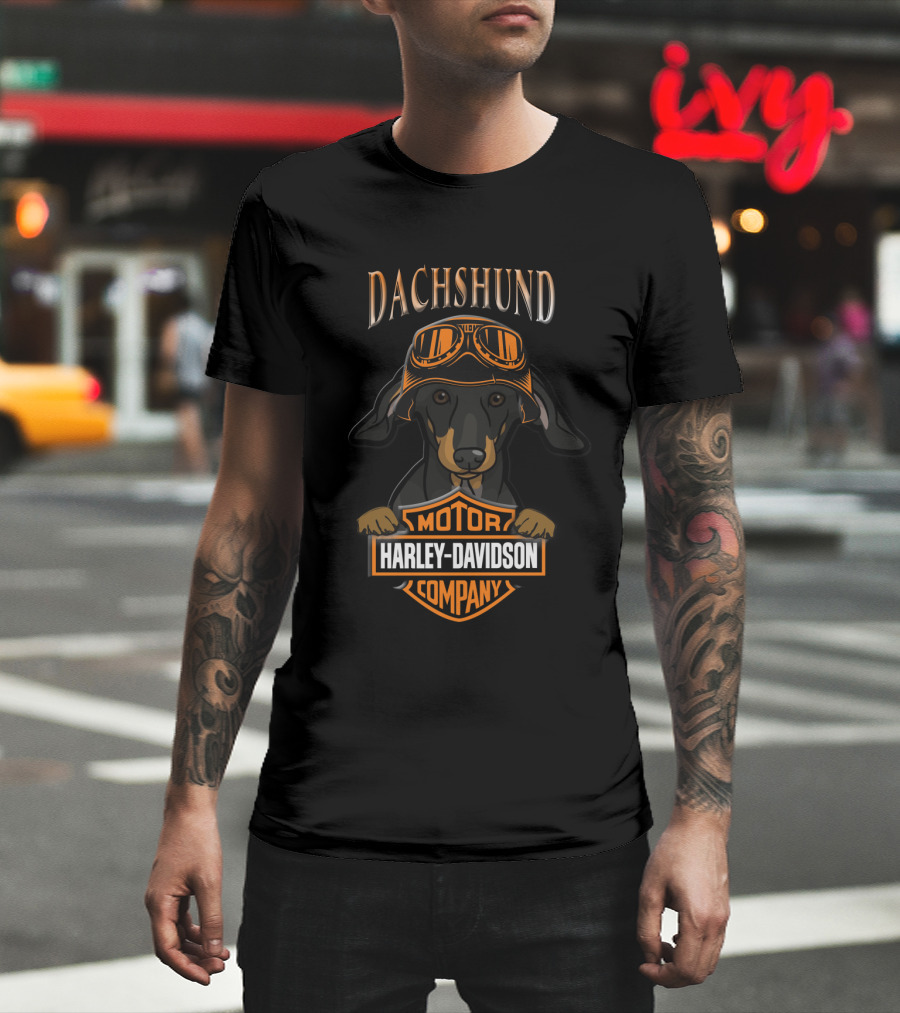 Dachshund Harley Davidson Motor Company Motorcycle Goggles T-Shirt
