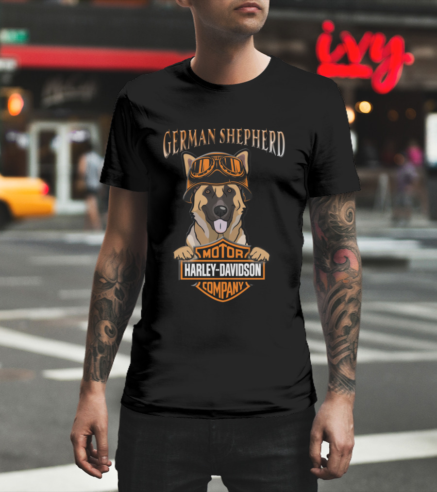 German Shepherd Harley Davidson Motorcycle Company T-Shirt