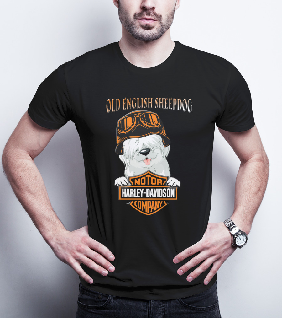 Old English Sheepdog Harley Davidson Motorcycle Company T-Shirt