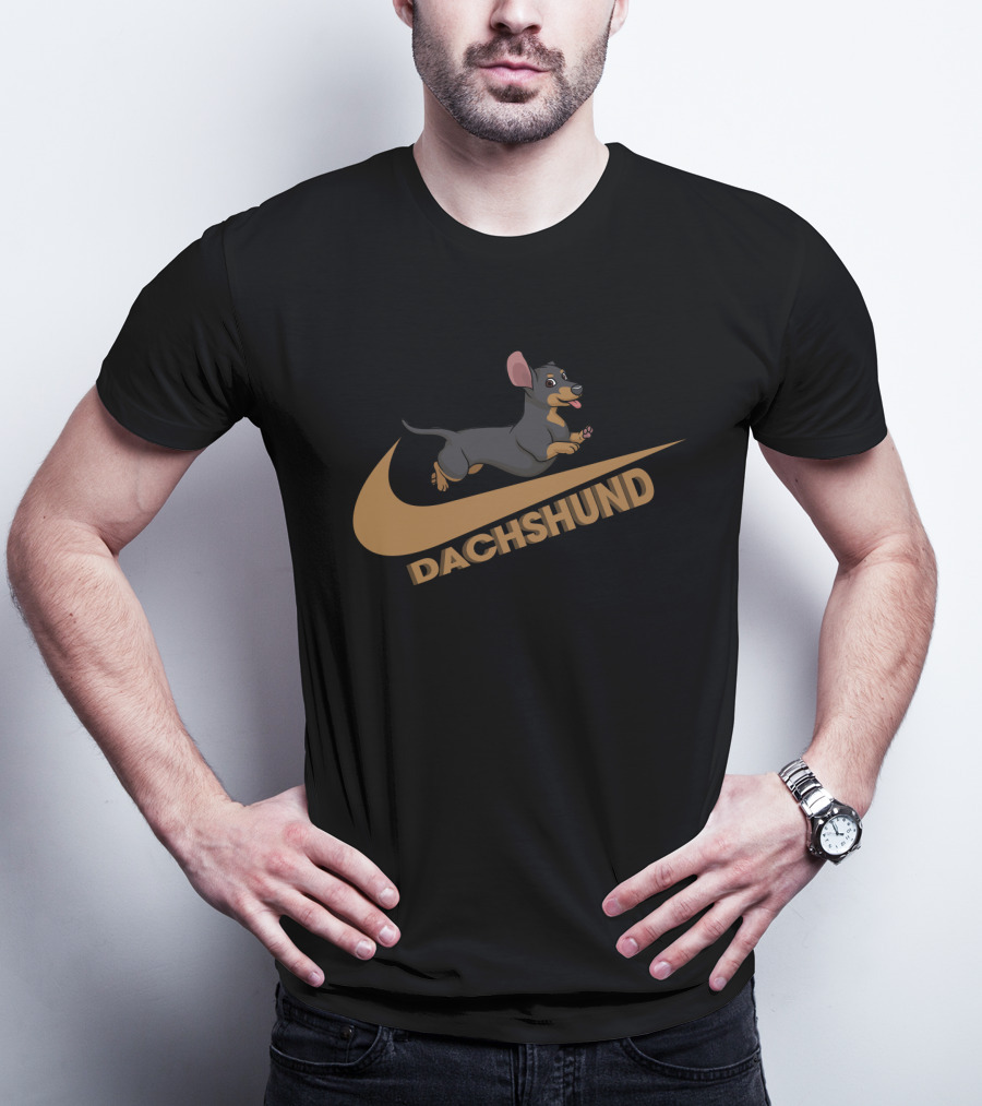 Dachshund Nike Jumping Dog Swoosh T-Shirt