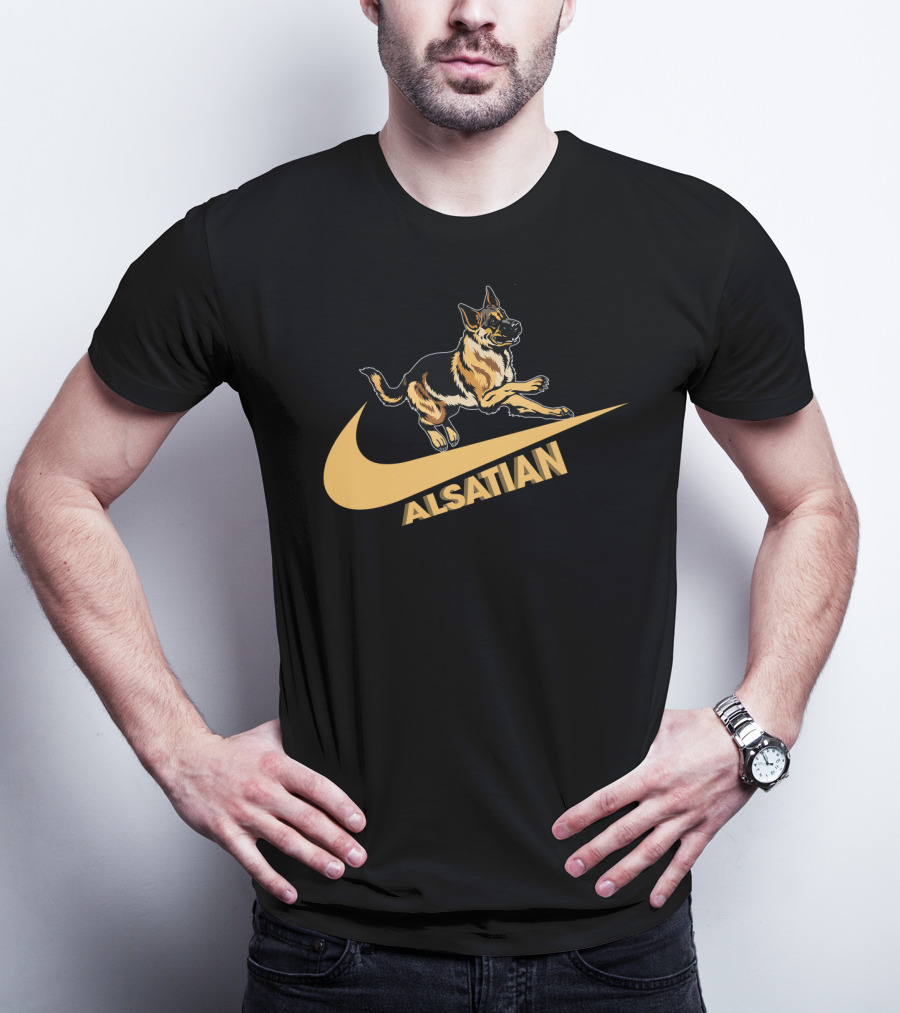 Alsatian German Shepherd Nike Style T-Shirt