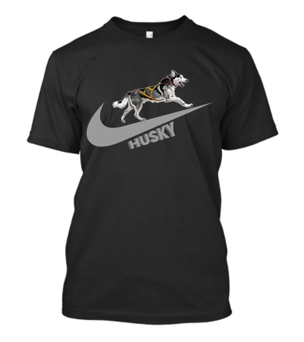 Husky Nike Logo With Running Dog On Swoosh T-Shirt