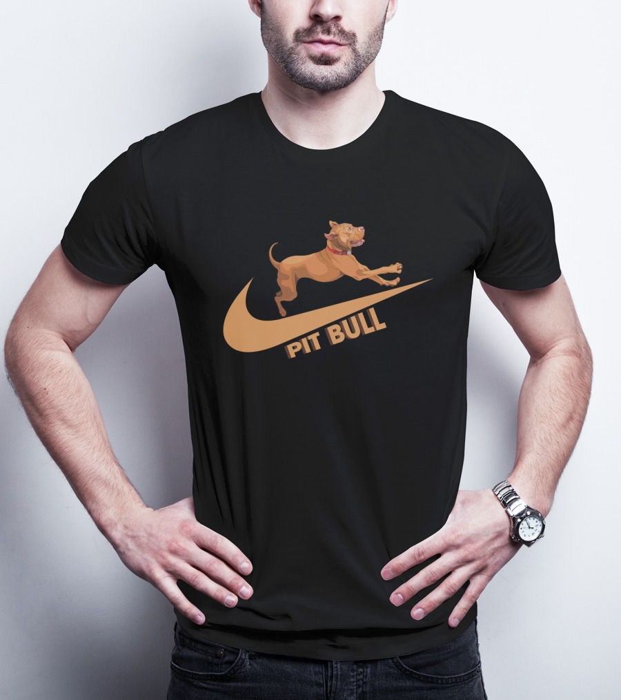 Pit Bull Nike Swoosh Dog Jumping T-Shirt