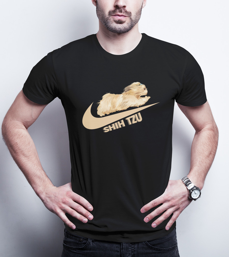 Shih Tzus Nike Swoosh Logo Dog Running T-Shirt