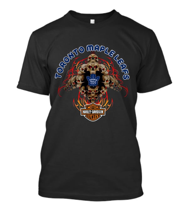 Toronto Maple Leafs Harley Davidson Motorcycle Skulls T-Shirt