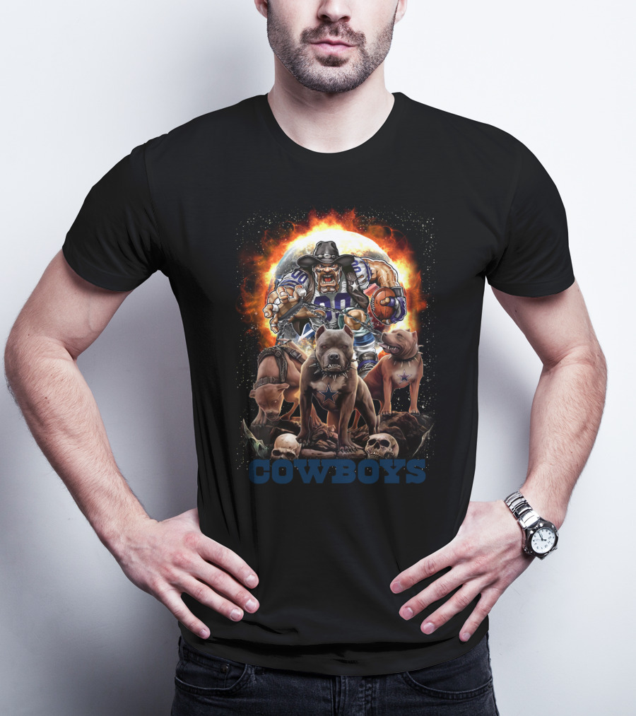 Cowboys Dh 49 Dc Football Team Graphic With Dogs And Skull Elements T-Shirt