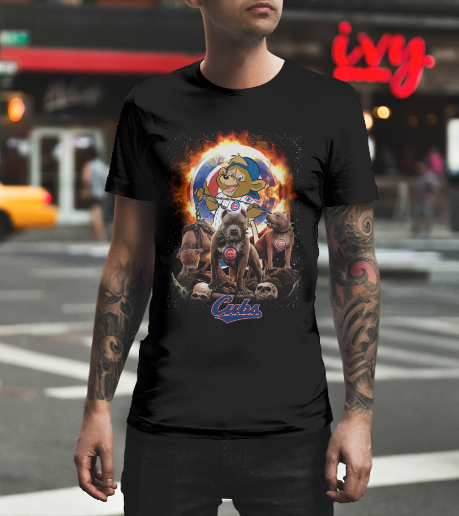 Cubs Mascot And Dogs With Chicago Style T-Shirt