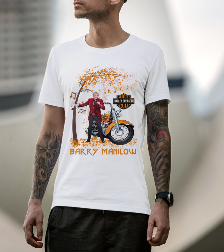 Barry Manilow Harley Davidson Motorcycle Musical Notes T-Shirt