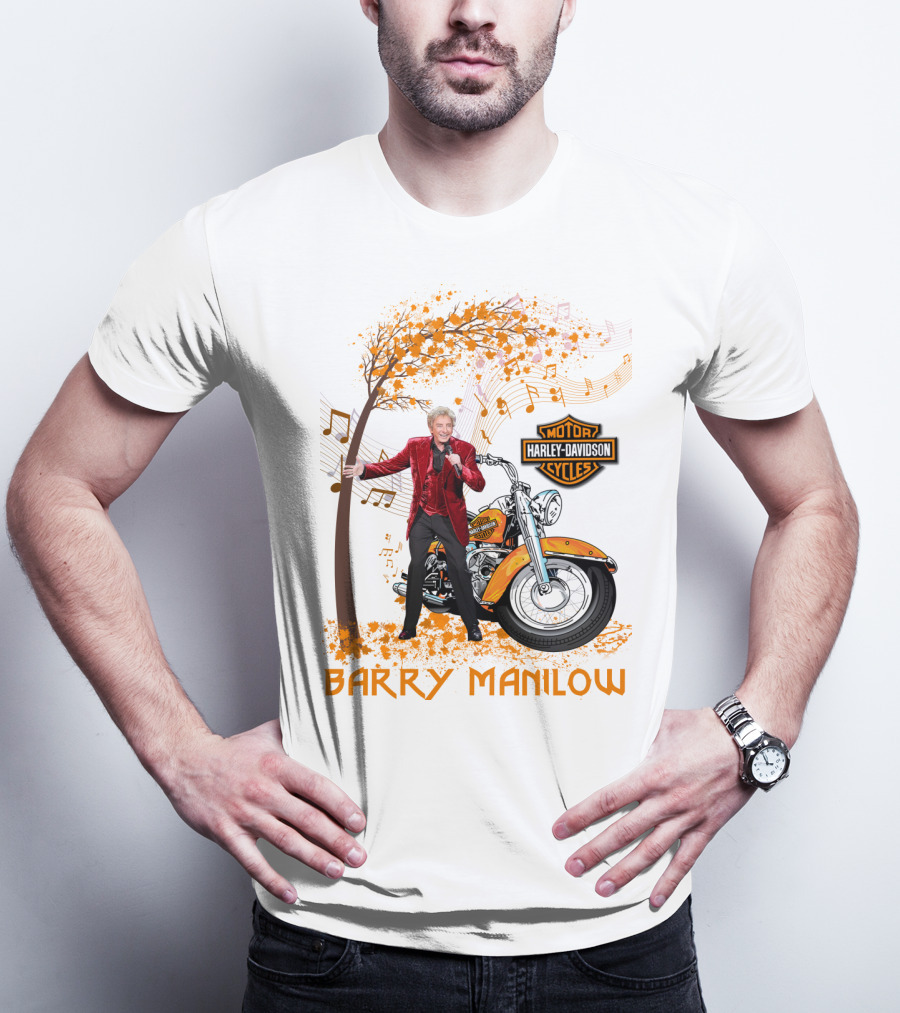 Barry Manilow Harley Davidson Motorcycle Musical Notes T-Shirt