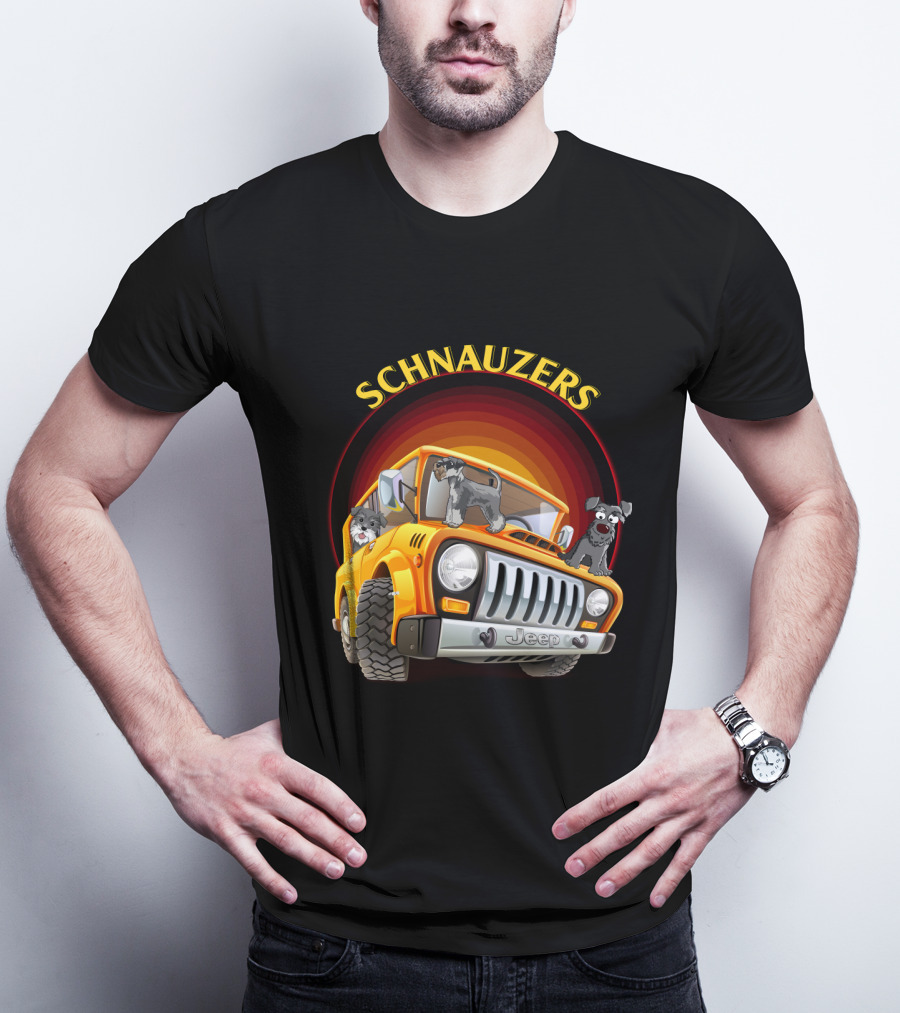 Schnauzers Jeep Adventure In Orange Cruiser T-Shirt