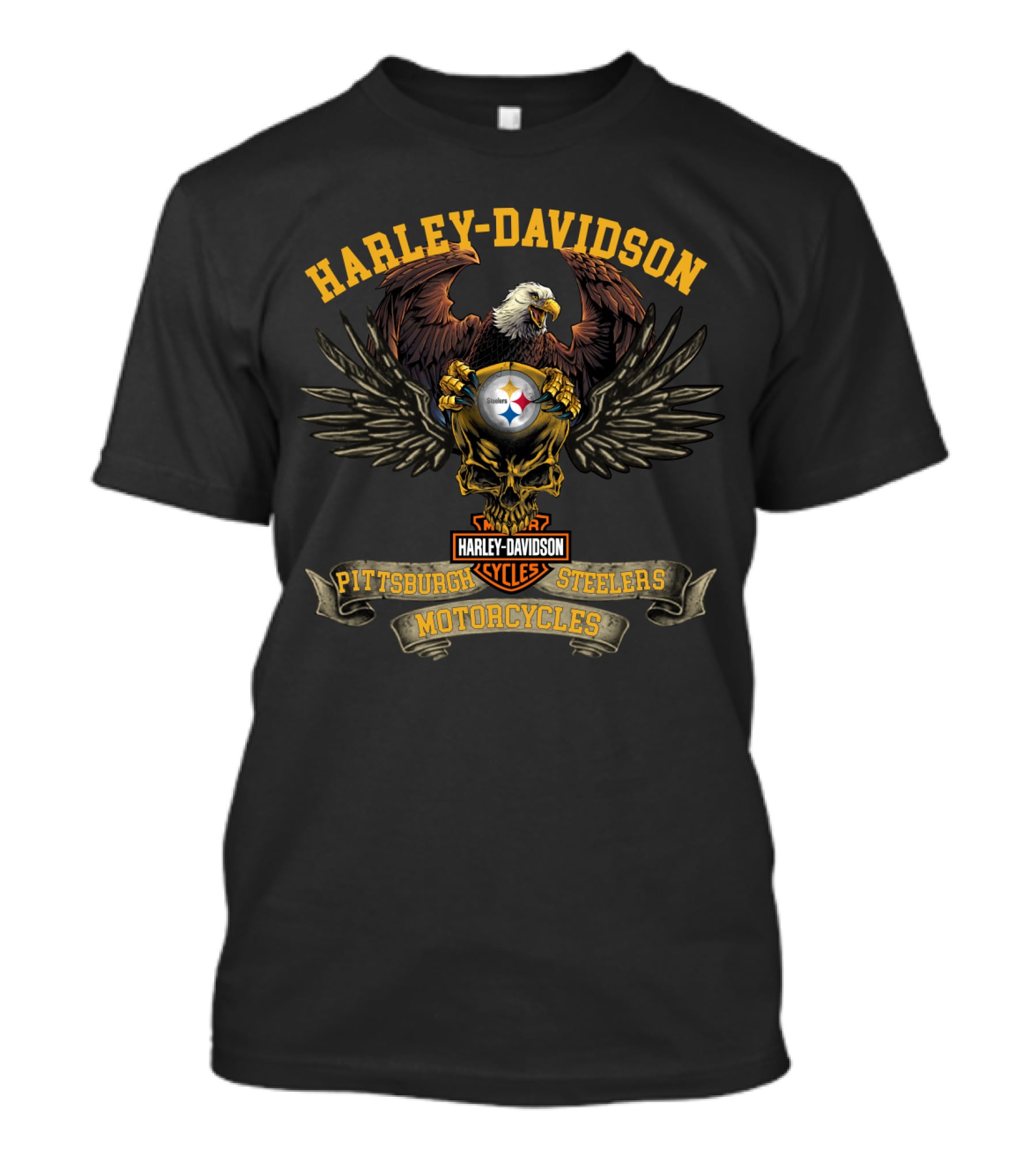 Harley Davidson Pittsburgh Steelers Motorcycles Cycles Eagle T-Shirt