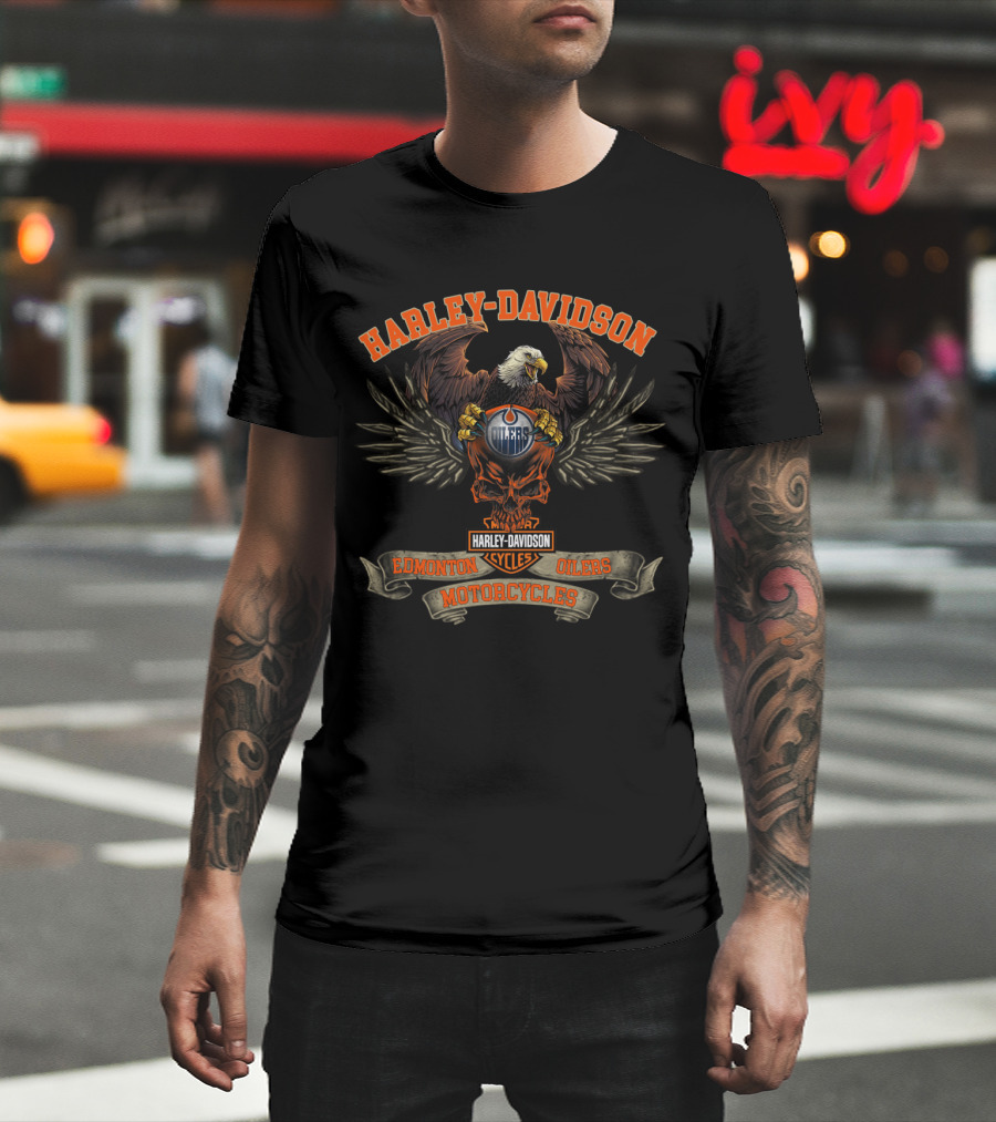 Harley Davidson Cycles Edmonton Oilers Motorcycles T-Shirt