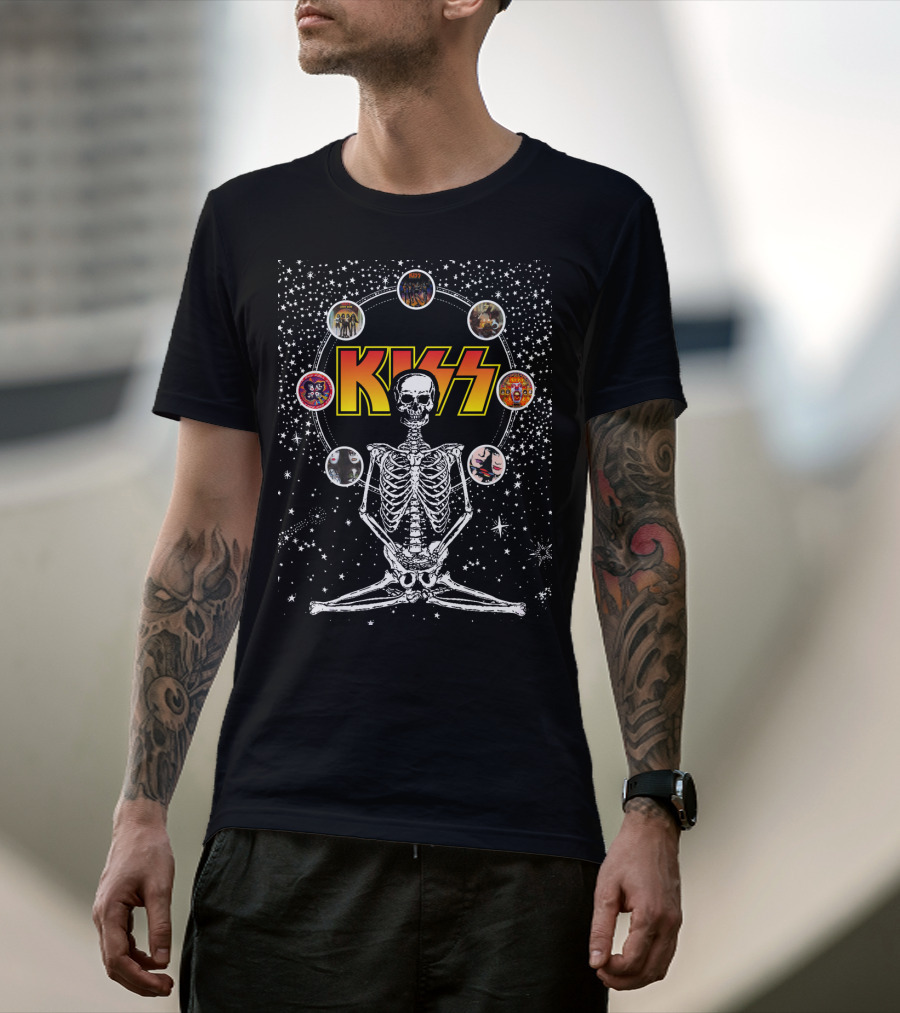 KISS Skeleton Galaxy DH 59 Album Circles T-Shirt