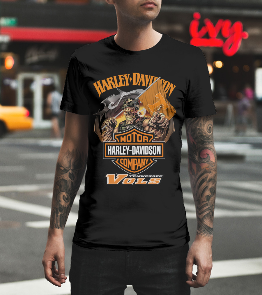 Harley Davidson Tennessee Volunteers Vols Skeleton T-Shirt