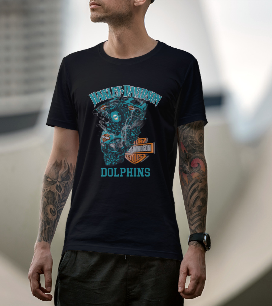 Harley Davidson Motorcycles Miami Dolphins T-Shirt