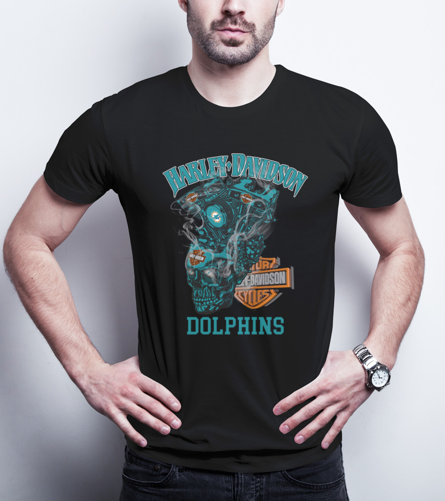 Harley Davidson Motorcycles Miami Dolphins T-Shirt