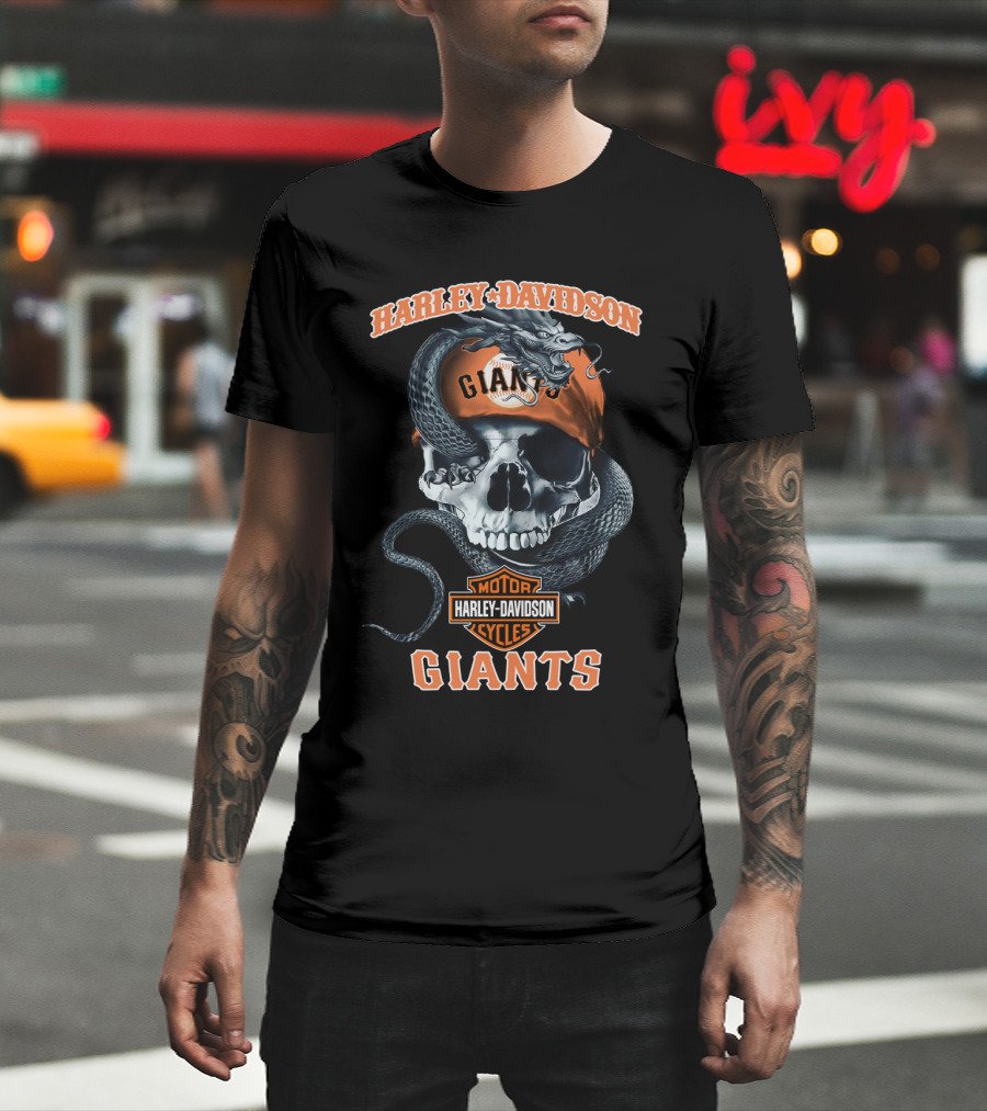 Harley Davidson San Francisco Giants Skull And Snake T-Shirt