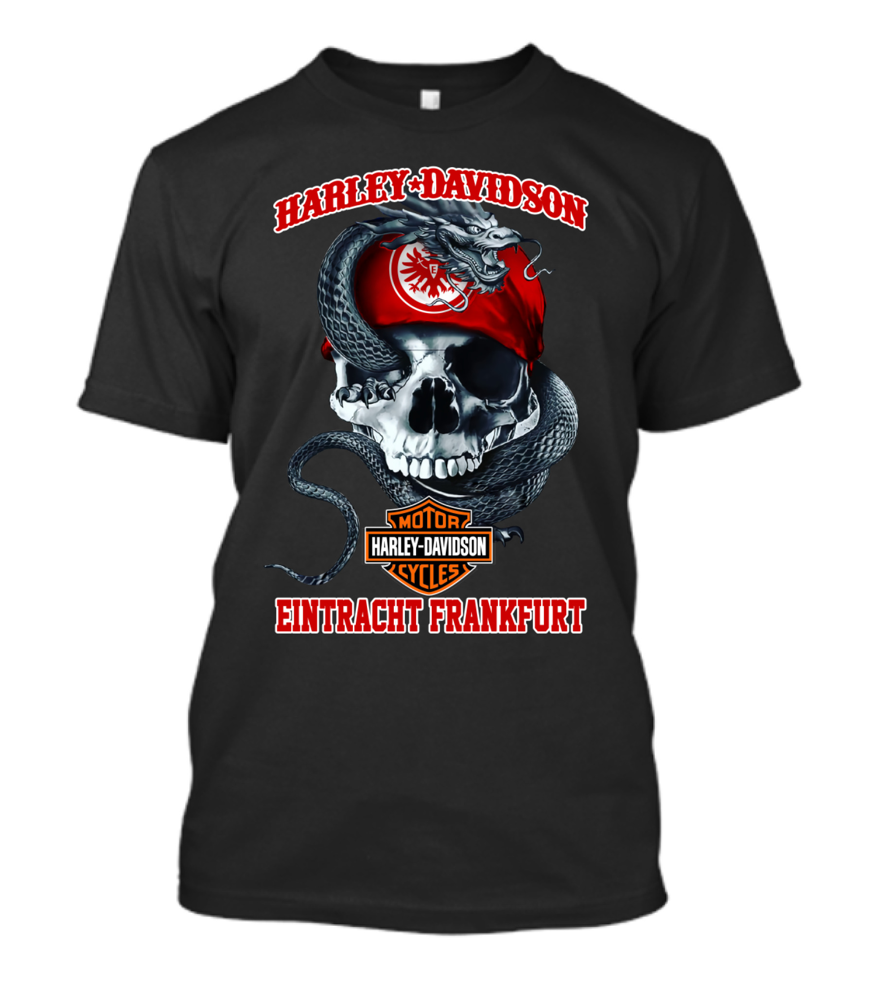 Harley Davidson Eintracht Frankfurt Skull Dragon Motor Cycles T-Shirt