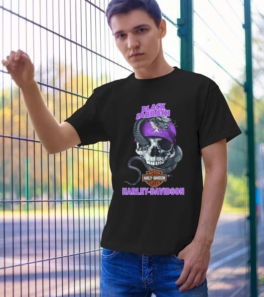 Black Sabbath Harley Davidson Skull Snake T-Shirt