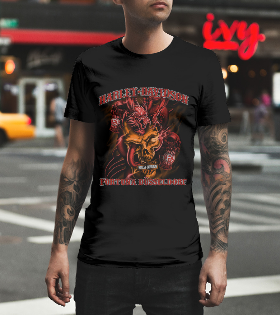 Harley Davidson Fortuna Düsseldorf Skull And Dragon C95 T-Shirt