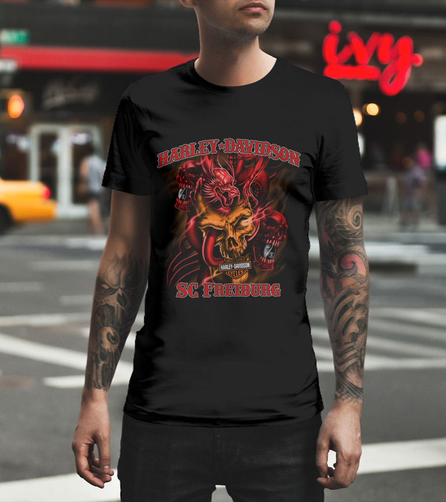 Harley Davidson Sc Freiburg Skull And Dragons T-Shirt