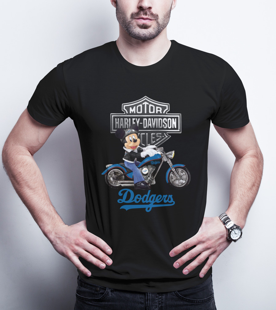 Mickey Mouse Harley Davidson Motorcycles Los Angeles Dodgers T-Shirt