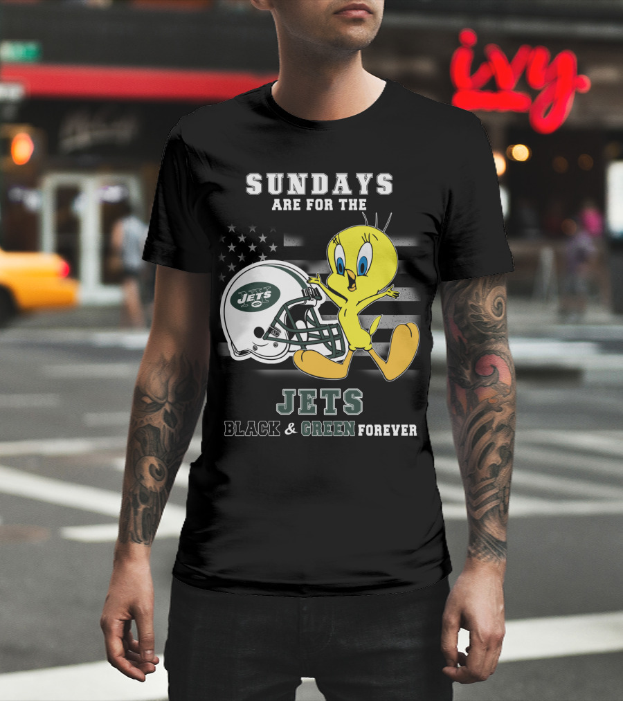 Sundays Are For The Jets Black & Green Forever Tweety T-Shirt
