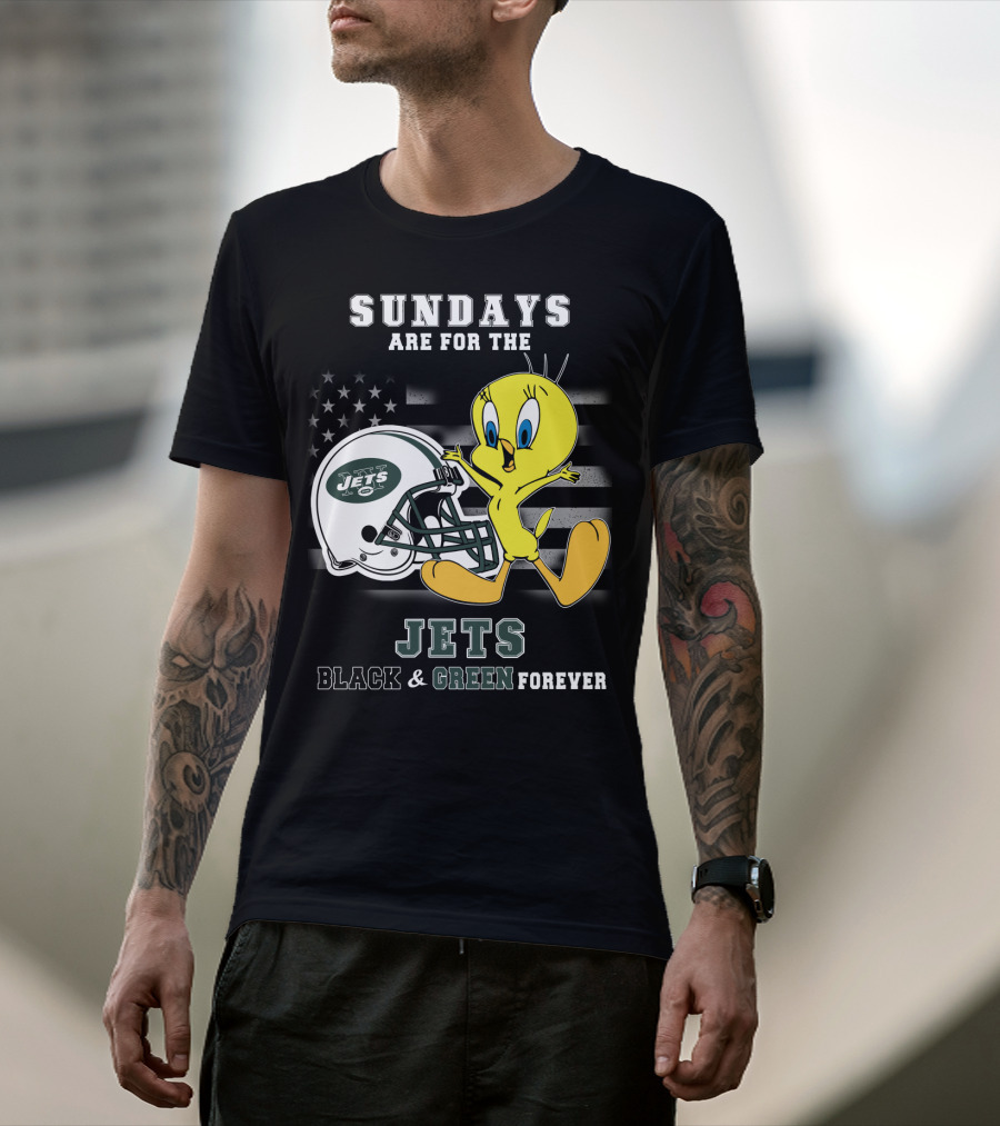 Sundays Are For The Jets Black & Green Forever Tweety T-Shirt