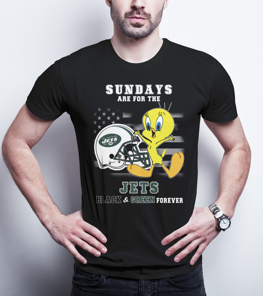 Sundays Are For The Jets Black & Green Forever Tweety T-Shirt