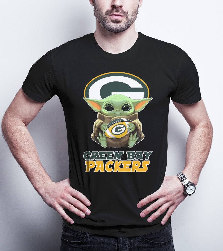 Green Bay Packers Baby Yoda Holding Football T-Shirt