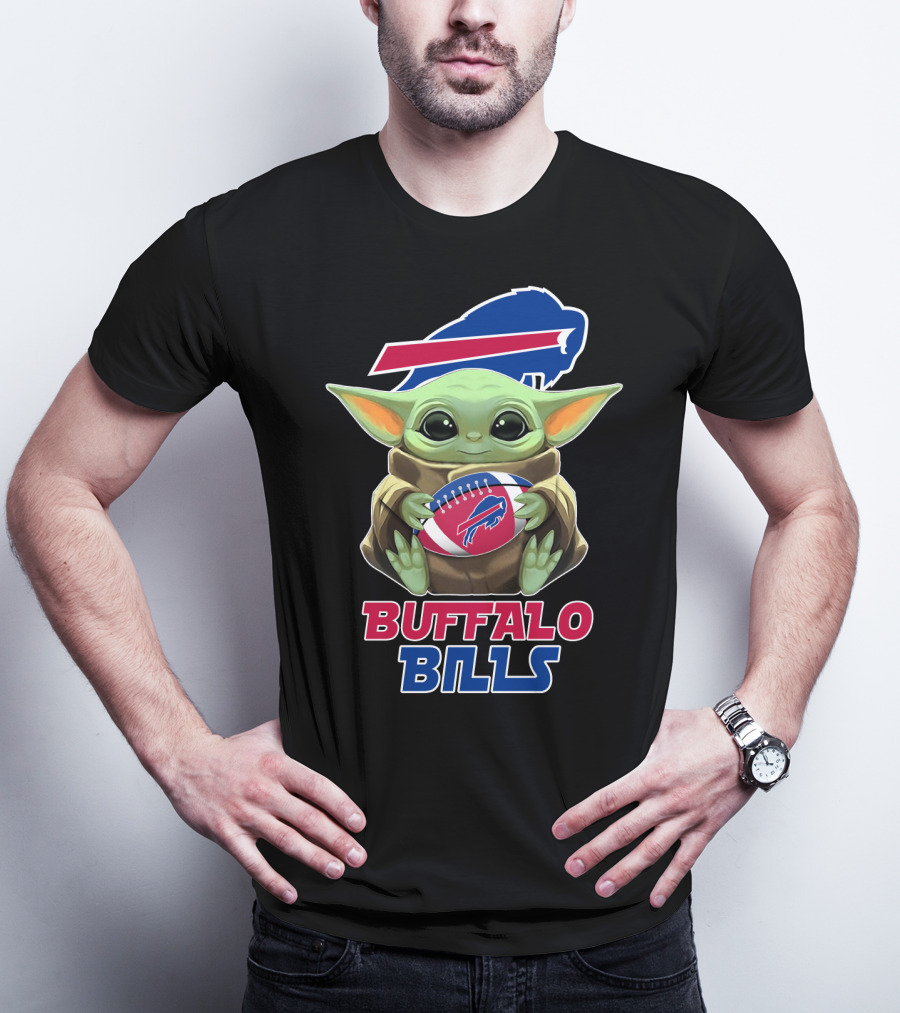 Buffalo Bills Baby Yoda Holding Football T-Shirt