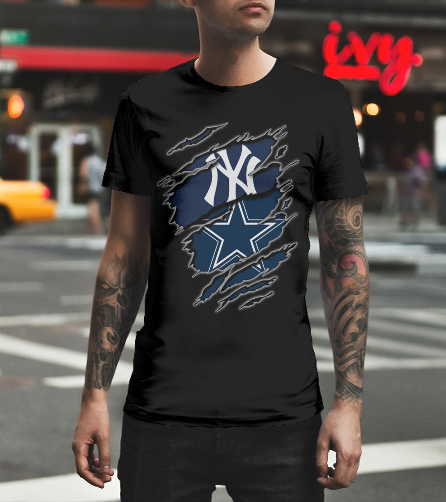 Ny Yankees Dallas Cowboys Fan Pride Fusion T-Shirt