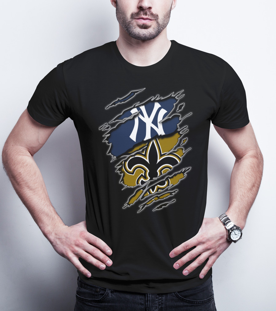Yankees New York Saints New Orleans Fan Crossover T-Shirt