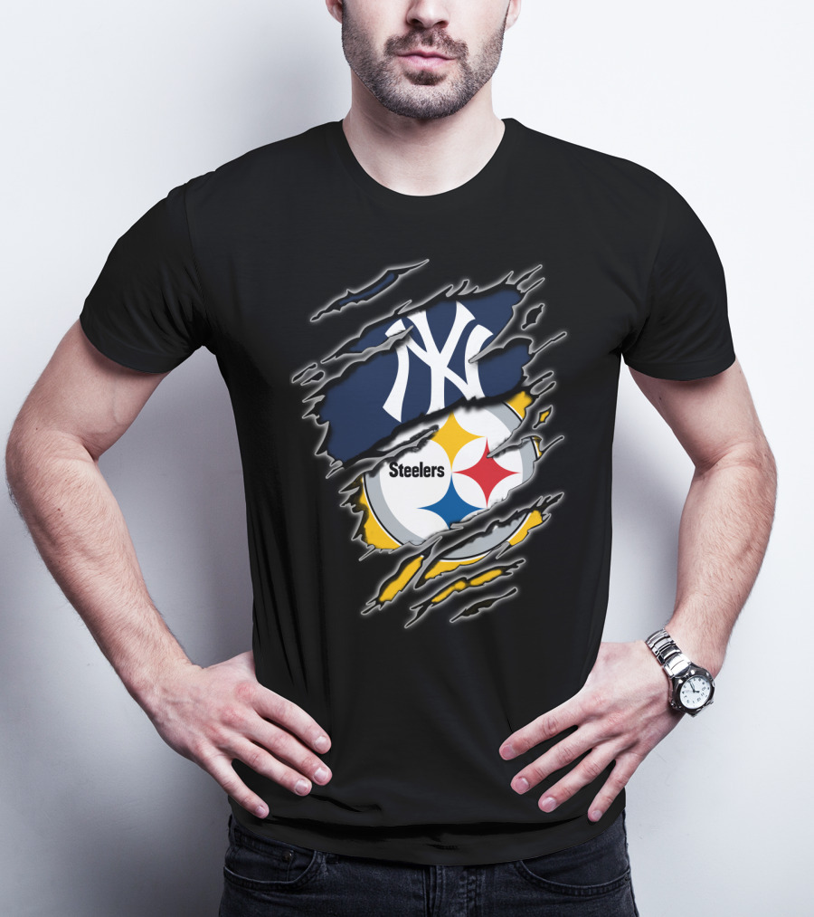 Yankees Steelers Fans Iconic Sports Logos T-Shirt