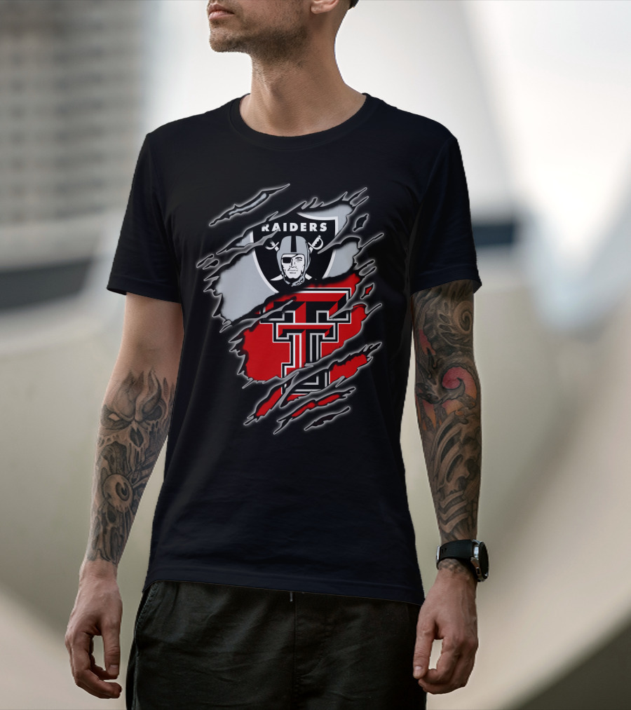 Las Vegas Raiders And Texas Tech Red Raiders Dual Fan Pride T-Shirt