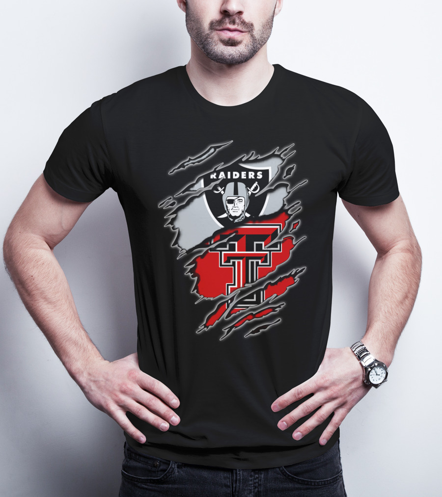 Las Vegas Raiders And Texas Tech Red Raiders Dual Fan Pride T-Shirt