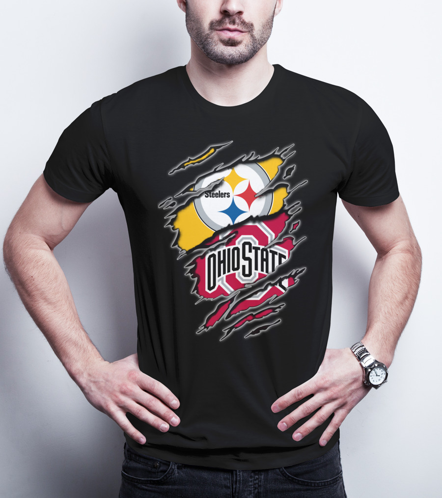 Steelers Ohio State Fan Crossover Claw Marks T-Shirt